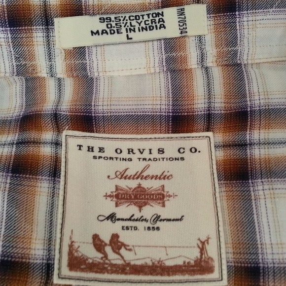 Orvis | Shirts | The Orvis Co Brown Black White Shirt Mens L | Poshmark